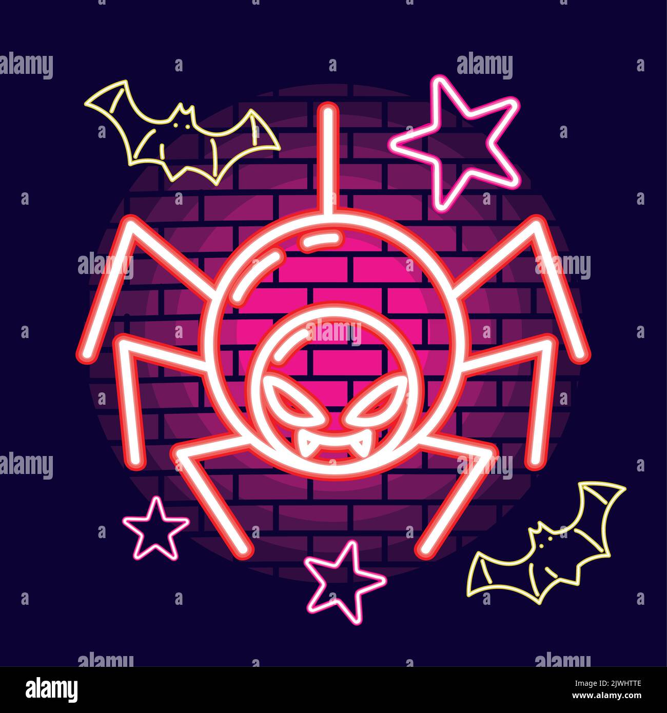 neon halloween spider Stock Vector Image & Art - Alamy