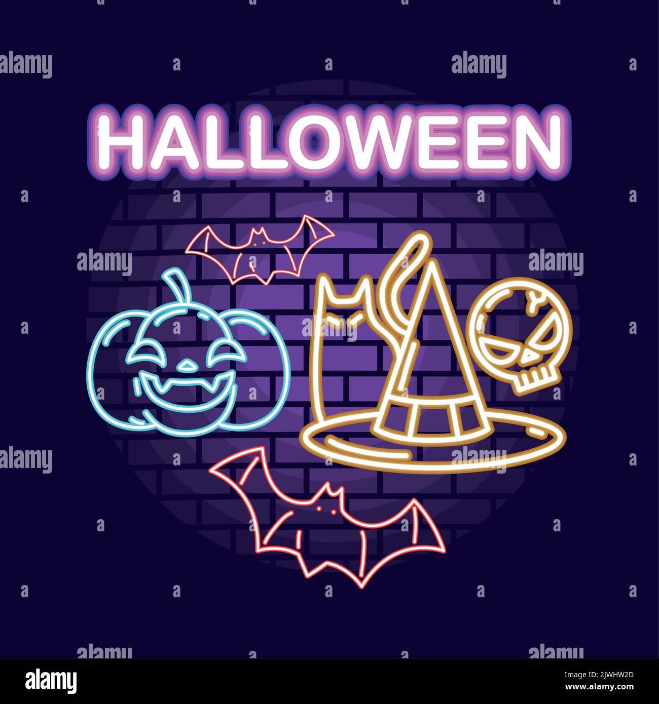 halloween night neon Stock Vector Image & Art - Alamy