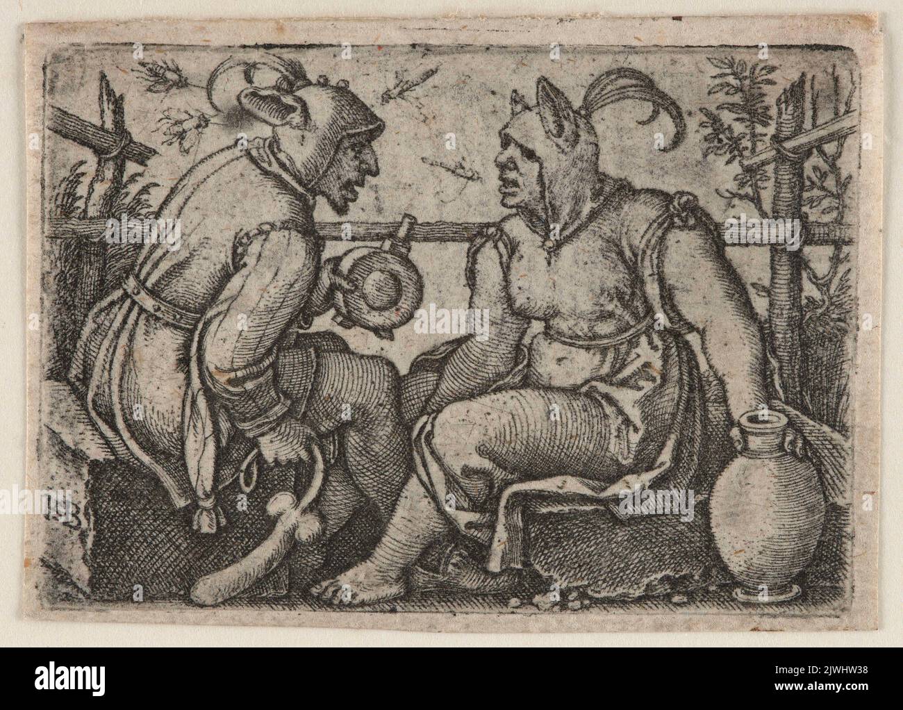 Two Jesters Drinking in the Garden. Beham, Sebald (1500-1550), graphic ...