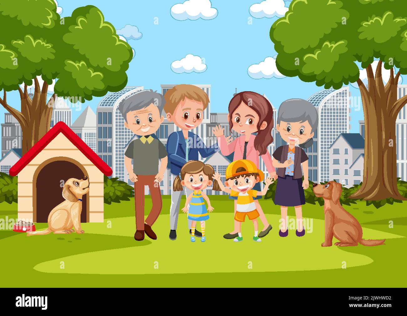 Happy family at the park illustration Stock Vector Image & Art - Alamy