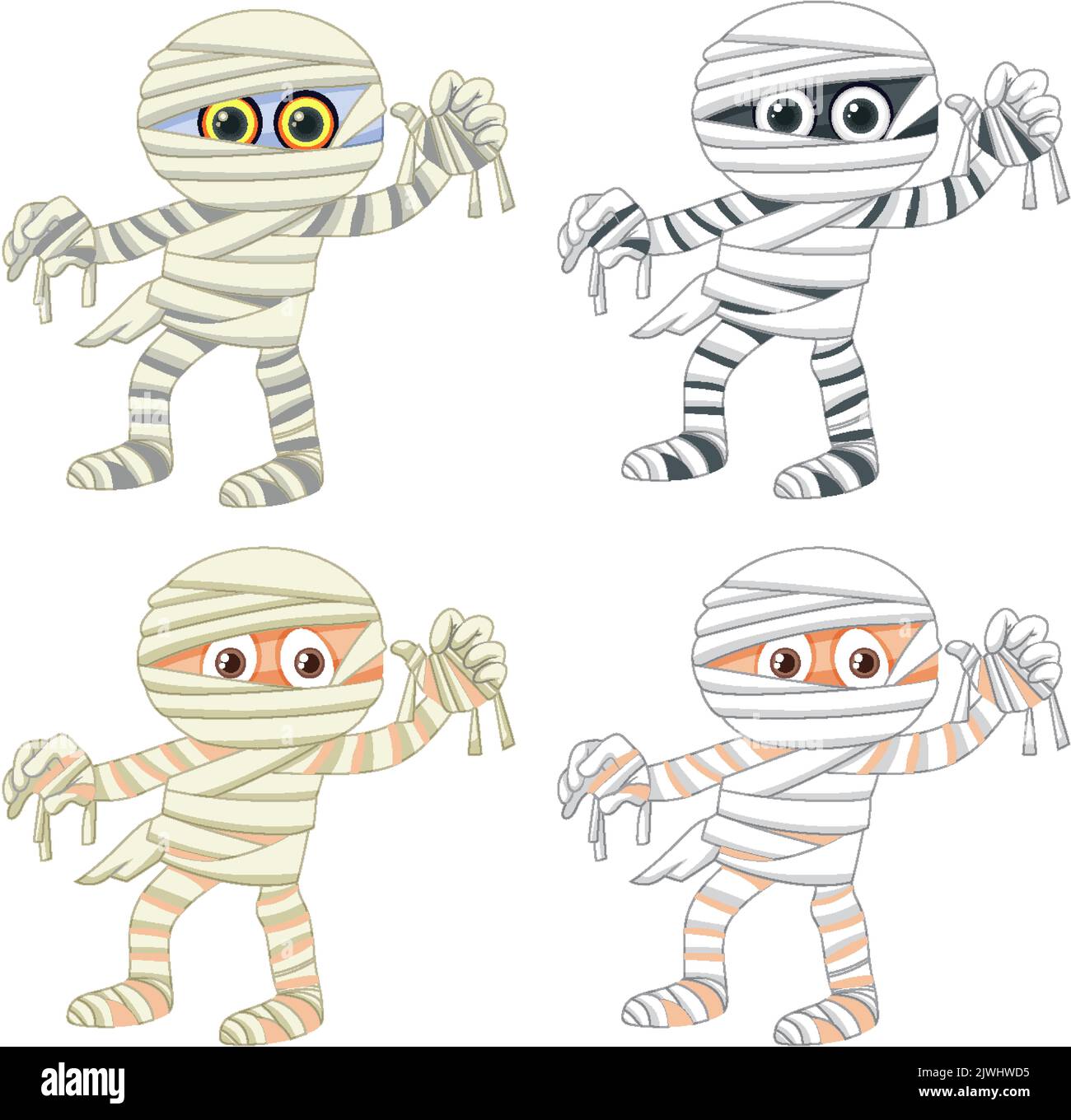 Set of different mummy cartoon characters illustration Stock Vector ...