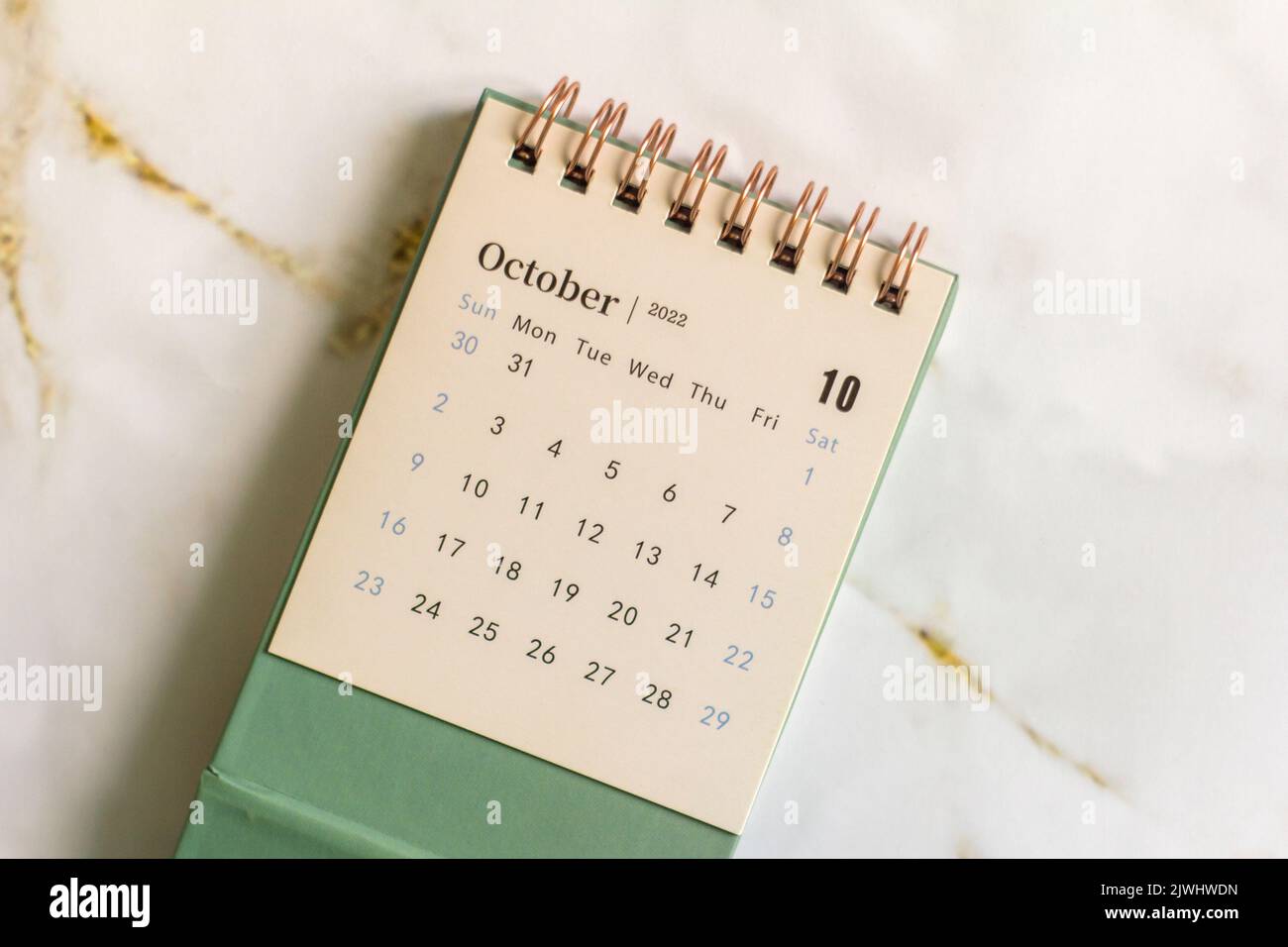 Desktop calendar for October 2022 on a light background Stock Photo - Alamy