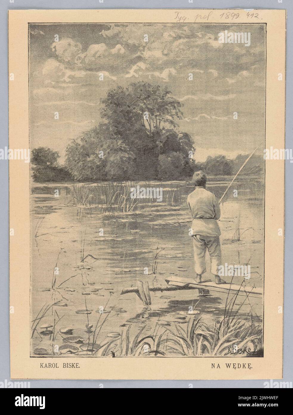 Reproduction of a painting: Biske, Karol (1863-1928), With a rod; from ...
