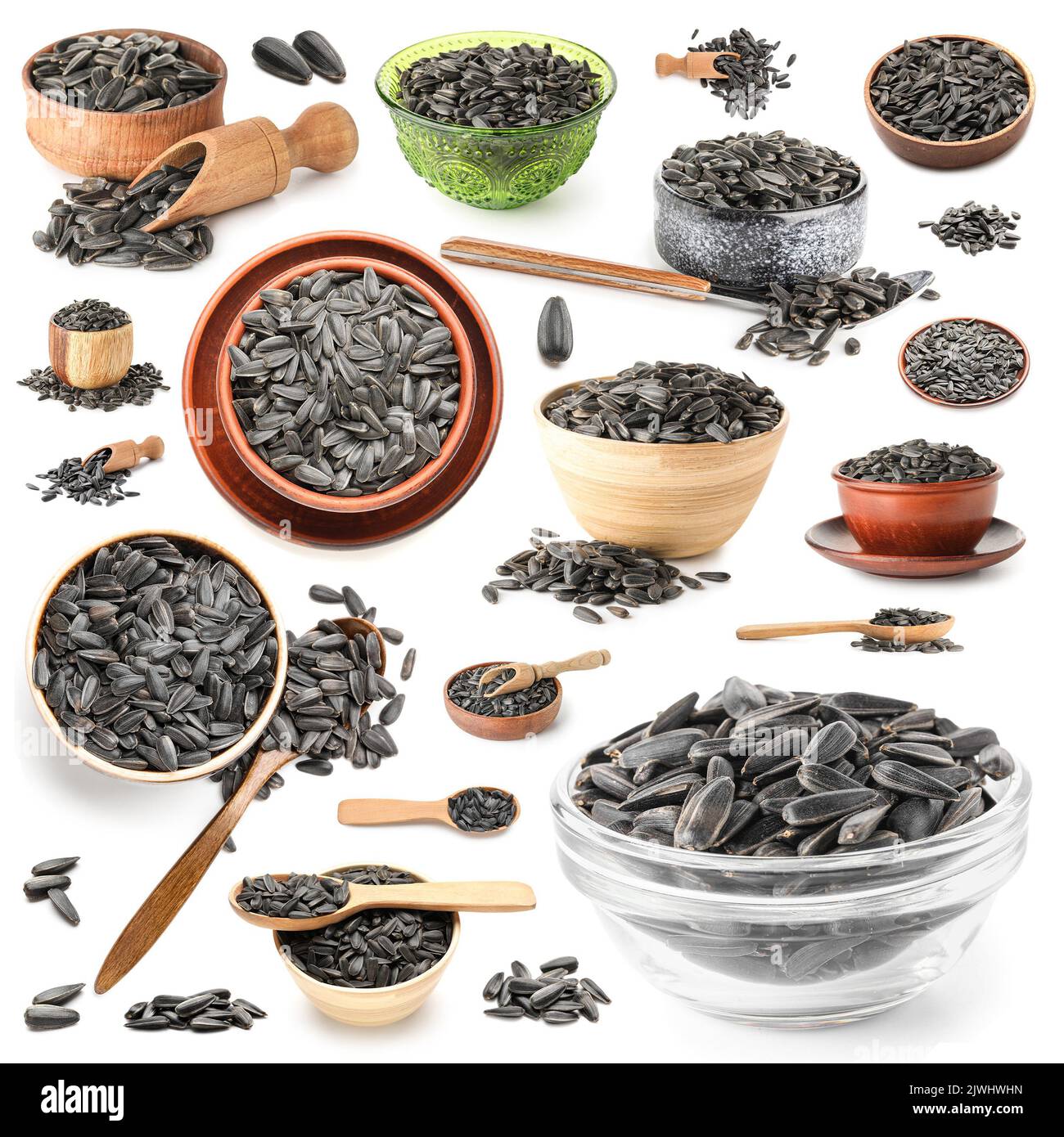 Set of sunflower seeds isolated on white Stock Photo - Alamy