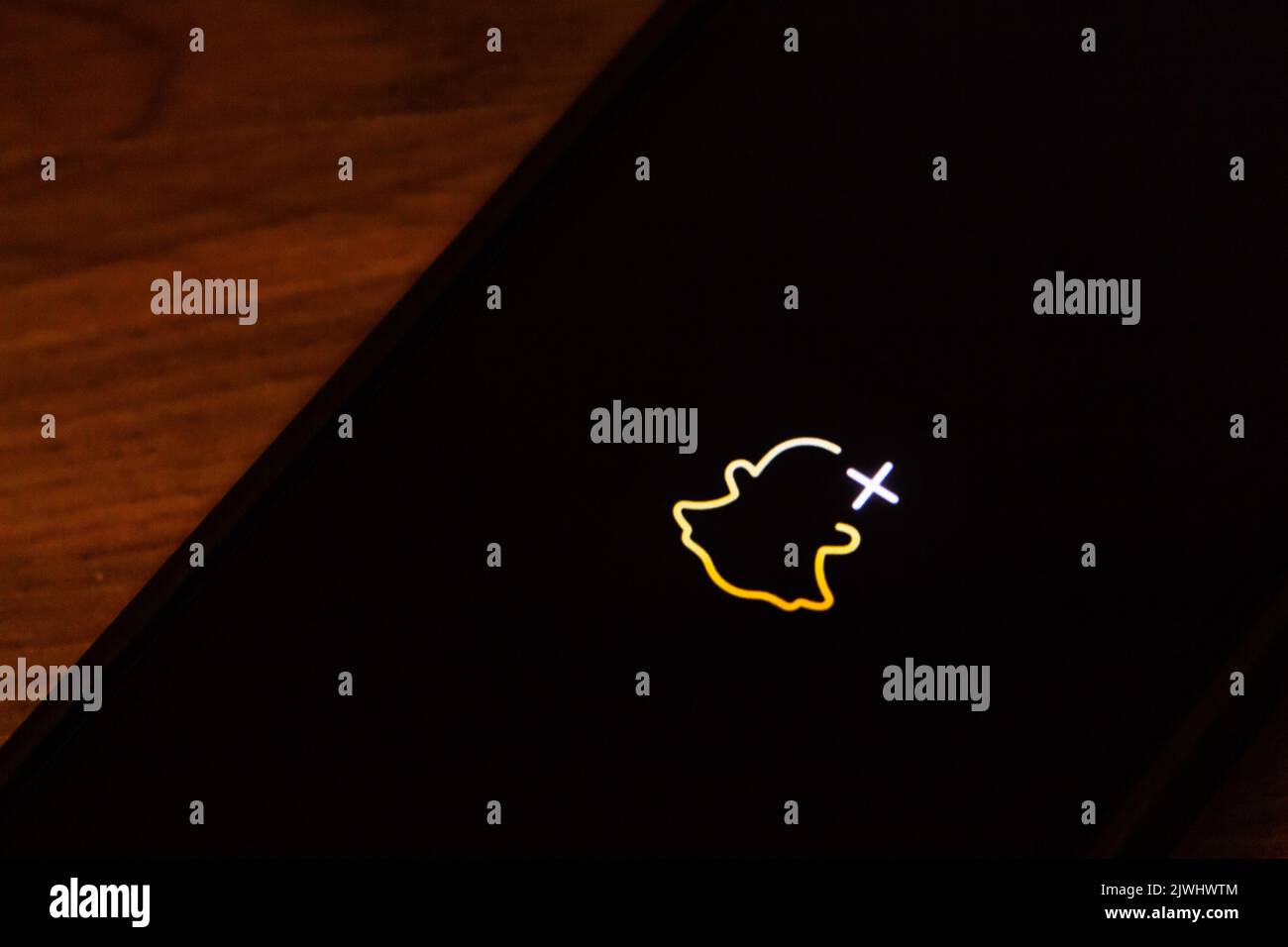 Vancouver, CANADA - Sep 3 2022: Snapchat Plus logo on iPhone. Snapchat ...