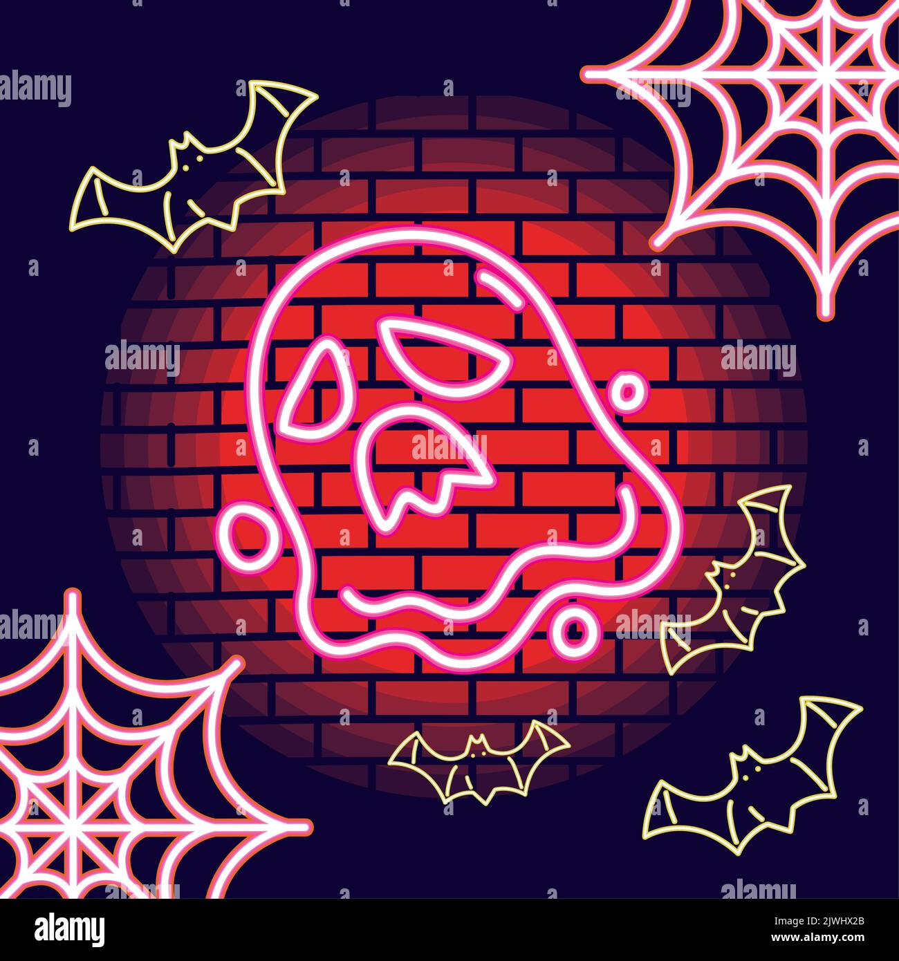 halloween ghost neon Stock Vector Image & Art - Alamy