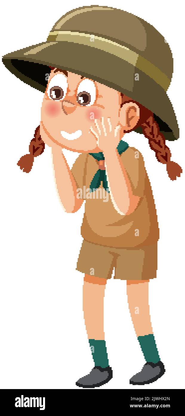Cute girl scout cartoon character illustration Stock Vector Image & Art ...