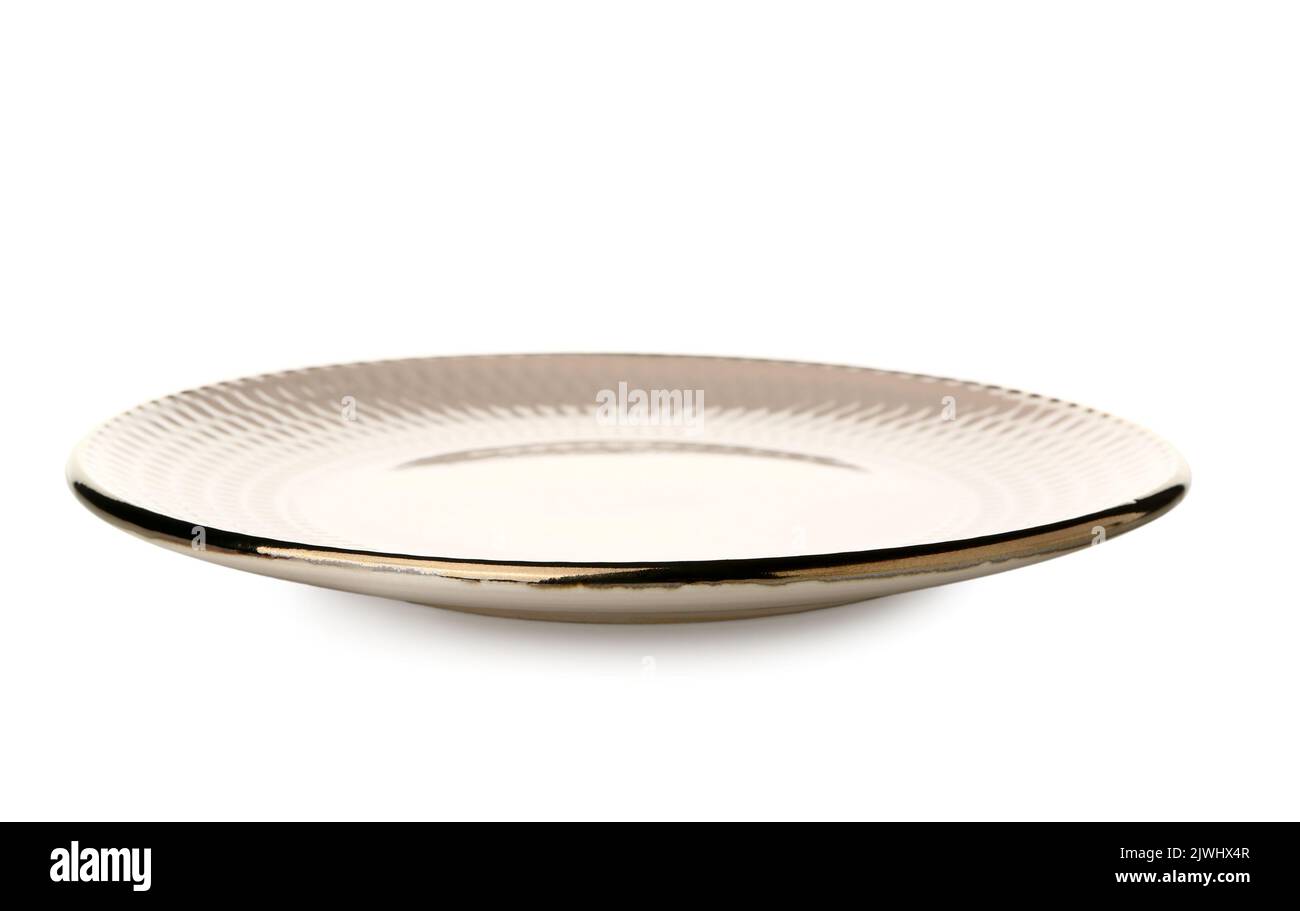 Empty clean plate on white background Stock Photo - Alamy