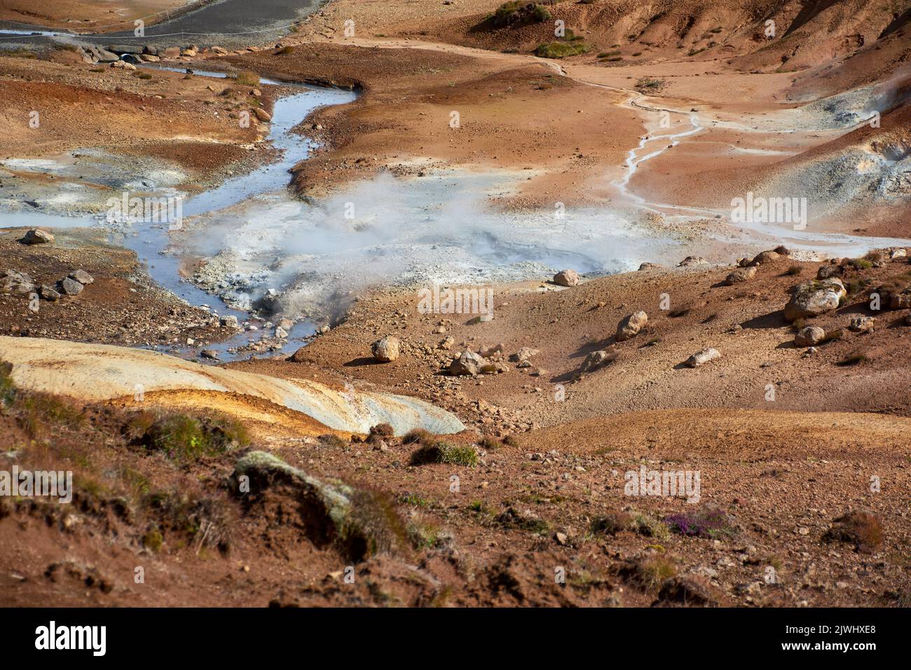Seltun geothermal area with hot springs and fumaroles, Krysuvik ...