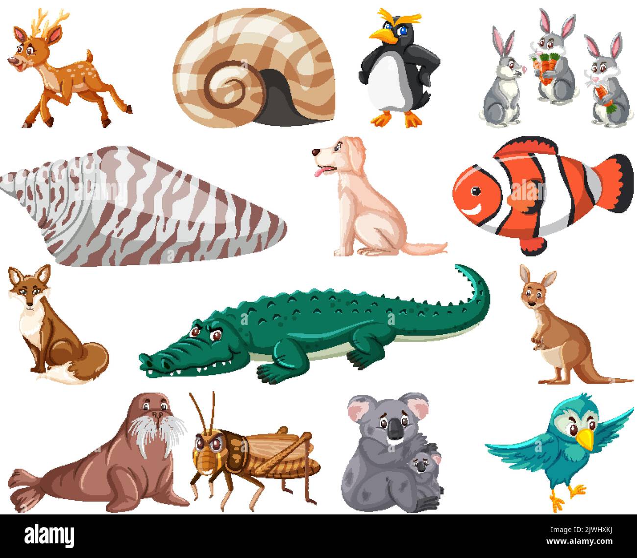 Set of various animals cartoon illustration Stock Vector Image & Art ...