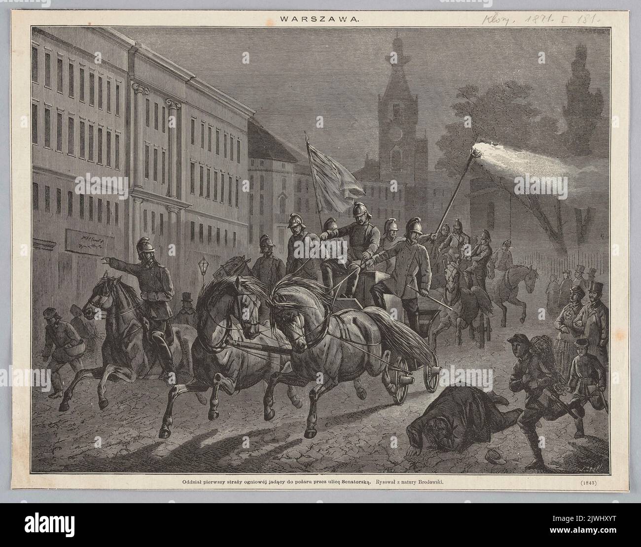 Brodowski, Józef (1828-1900), First fire force department riding into ...
