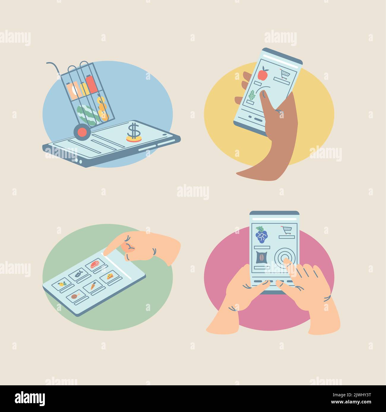 icon set, online grocery shopping Stock Vector Image & Art - Alamy