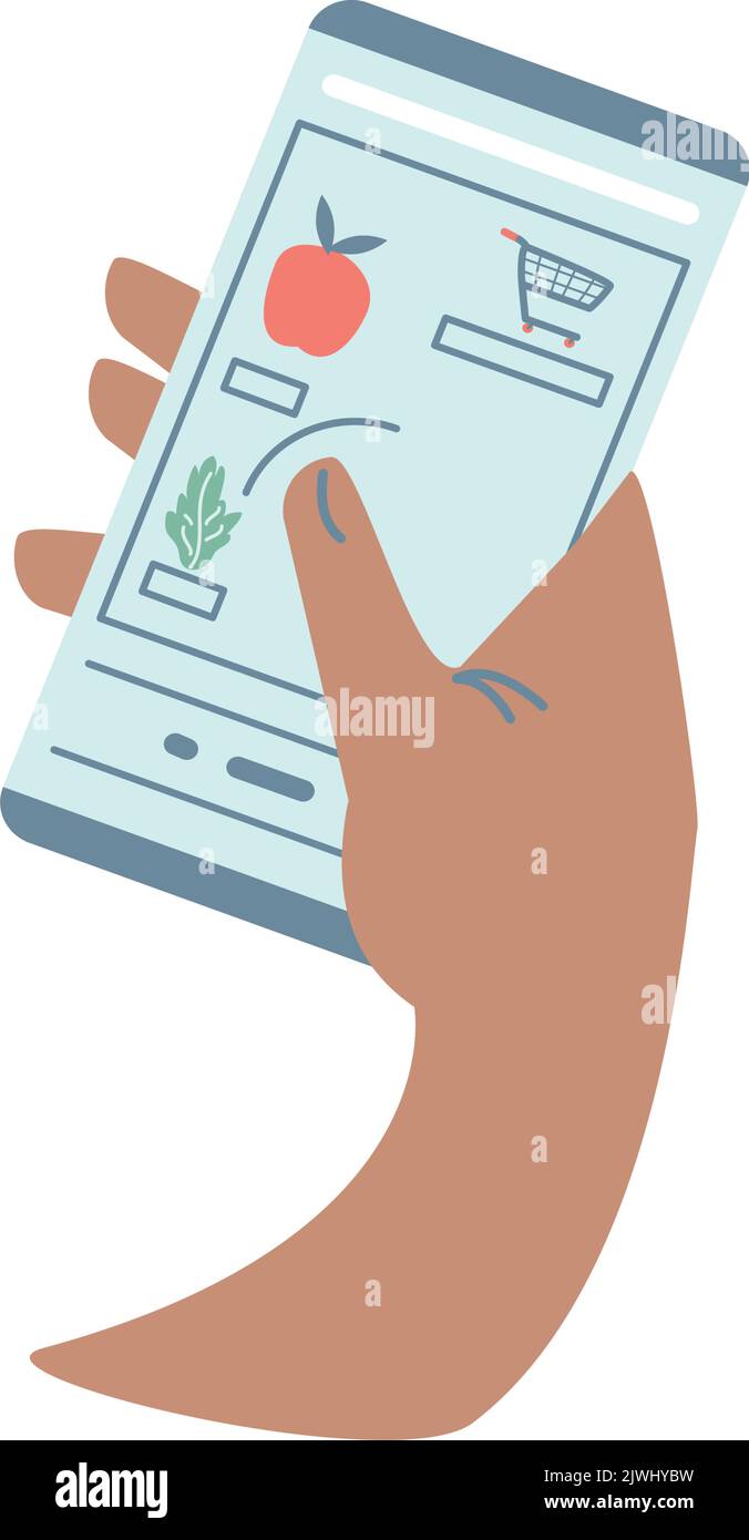 grocery shopping by smartphone Stock Vector Image & Art - Alamy