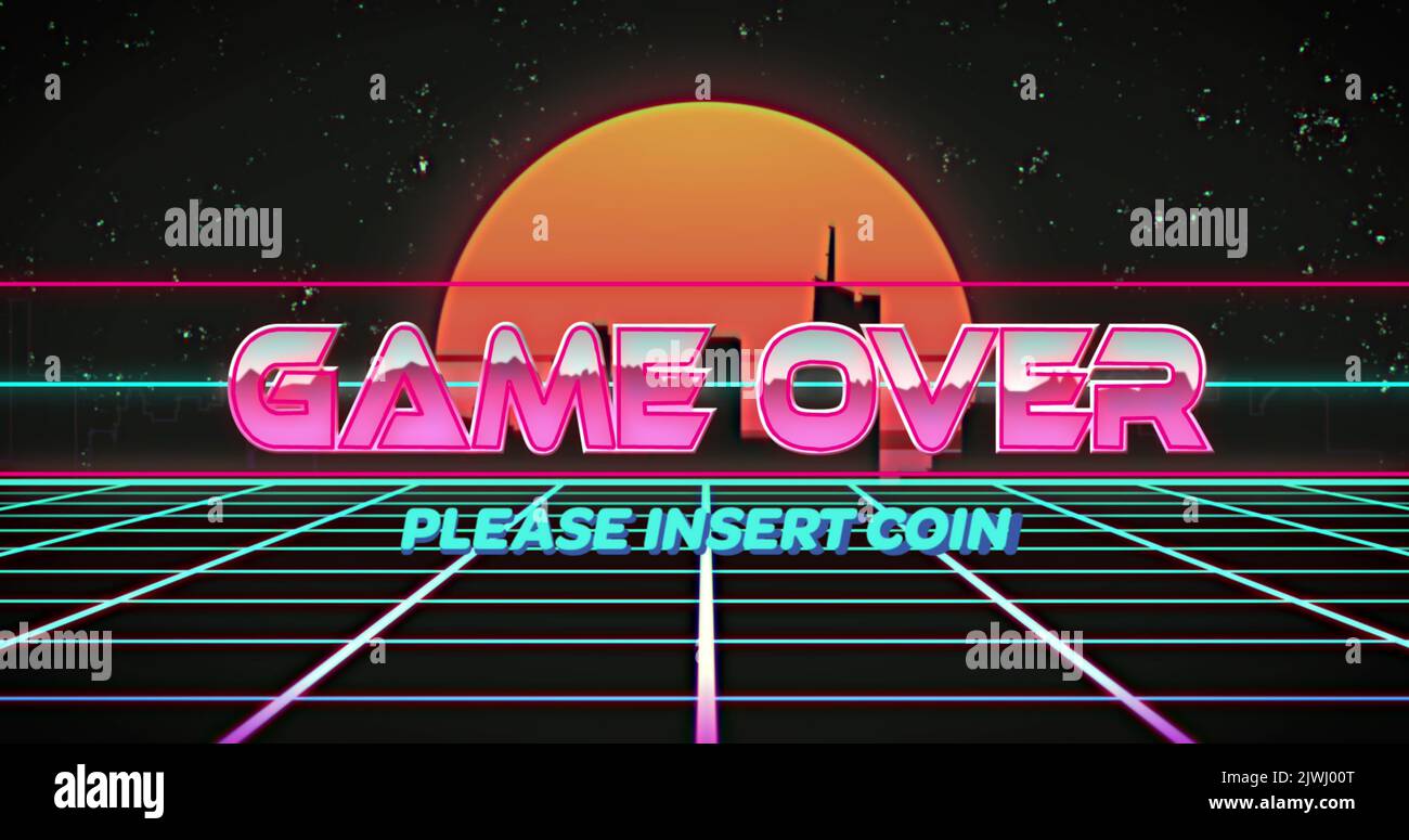 Image of game over text over shapes Stock Photo - Alamy