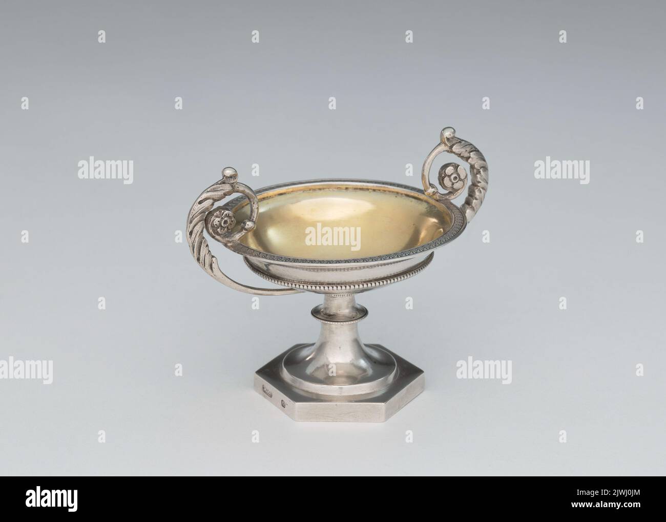 Circular salt shaker. Malcz, Karol (1797-1867), goldsmith Stock Photo ...