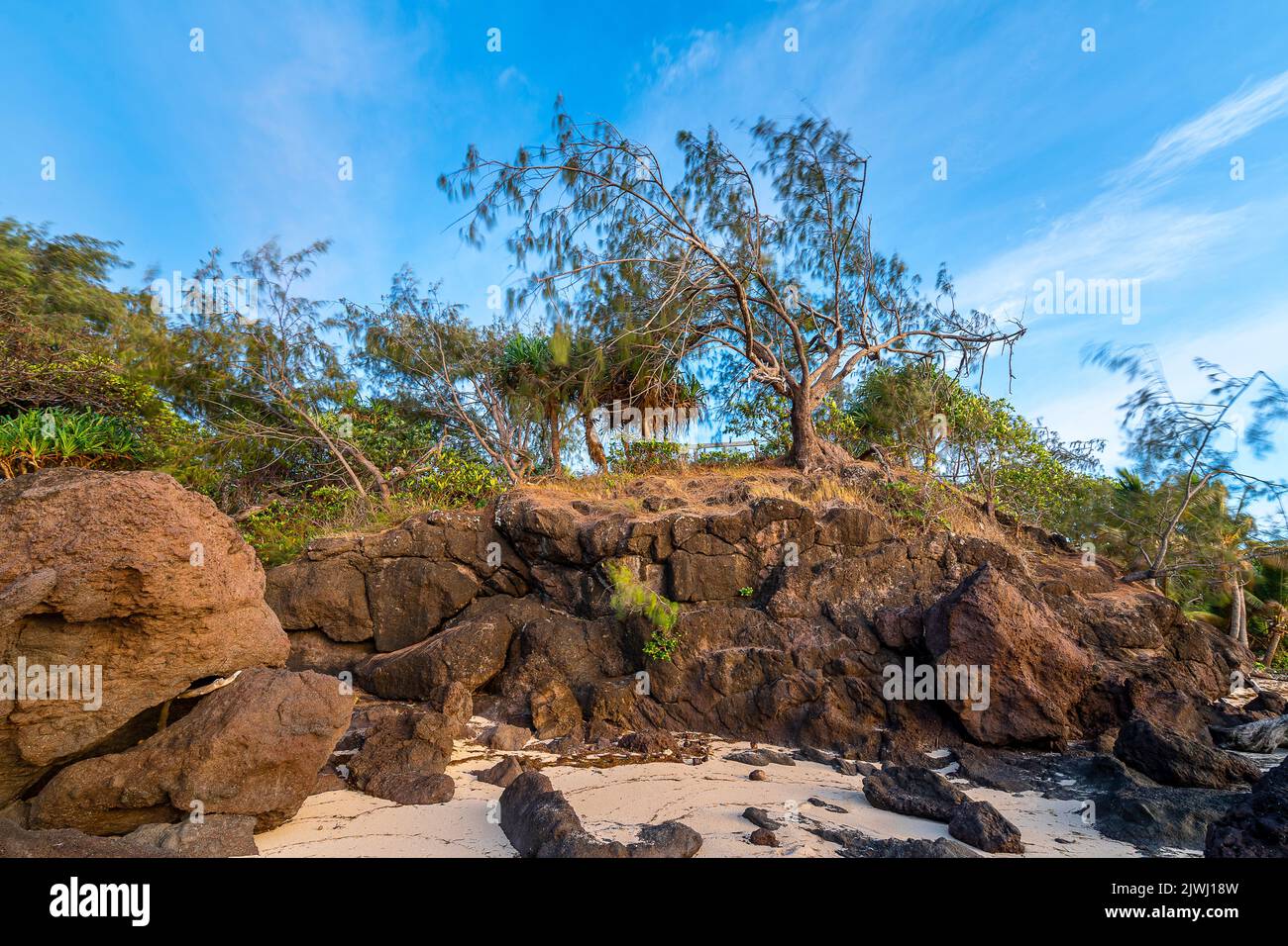 Rocky cliff on beach at Nanuya Lai Lai Island Yasawa Islands, Fiji ...