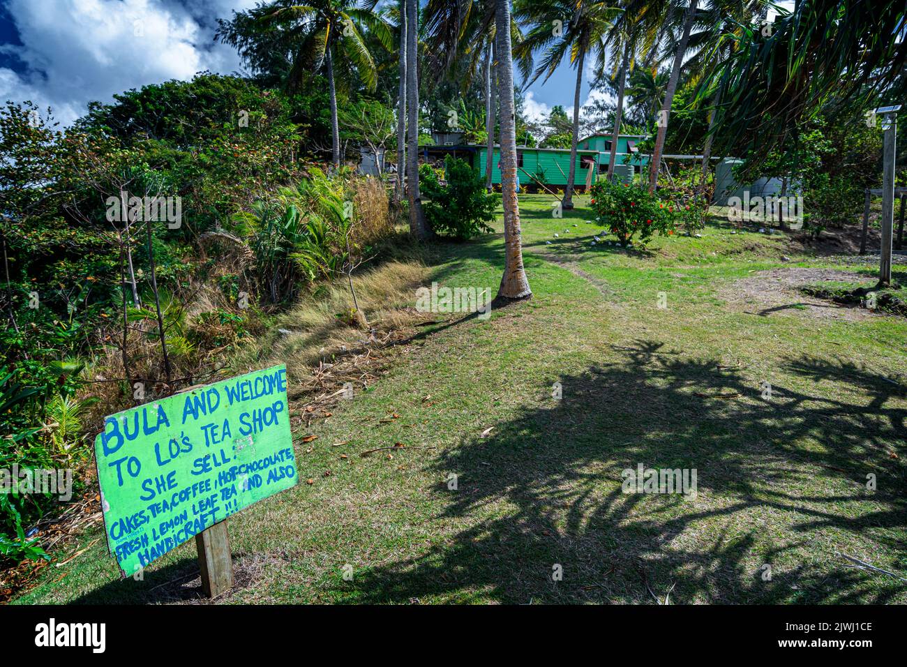 Bula sign welcoming guests to Lo's Tea House, Nanuya Lai Lai Island ...
