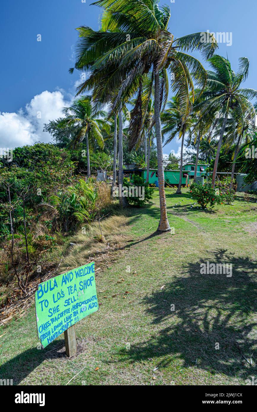 Bula sign welcoming guests to Lo's Tea House, Nanuya Lai Lai Island ...