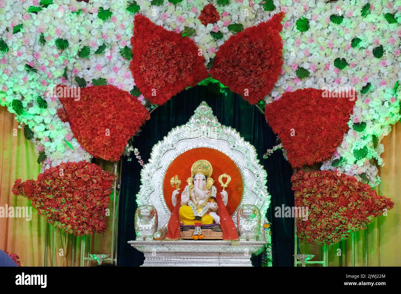 Pune, Maharashtra, 2 September 2022, People and devotee at famous Kasba ...
