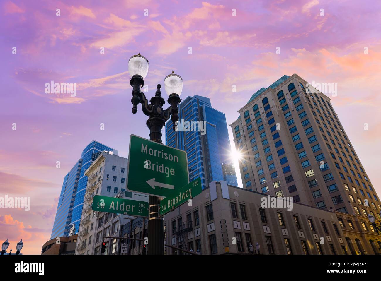 USA, streets of Portland city downtown and financial center Stock Photo ...
