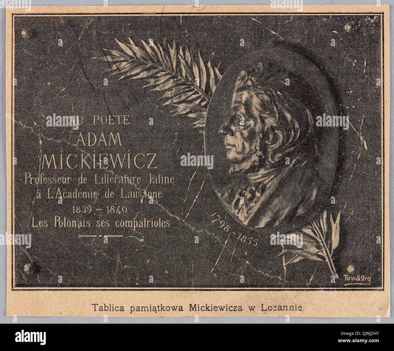 Commemorative plaque for Mickiewicz in Lausanne - general view with ...