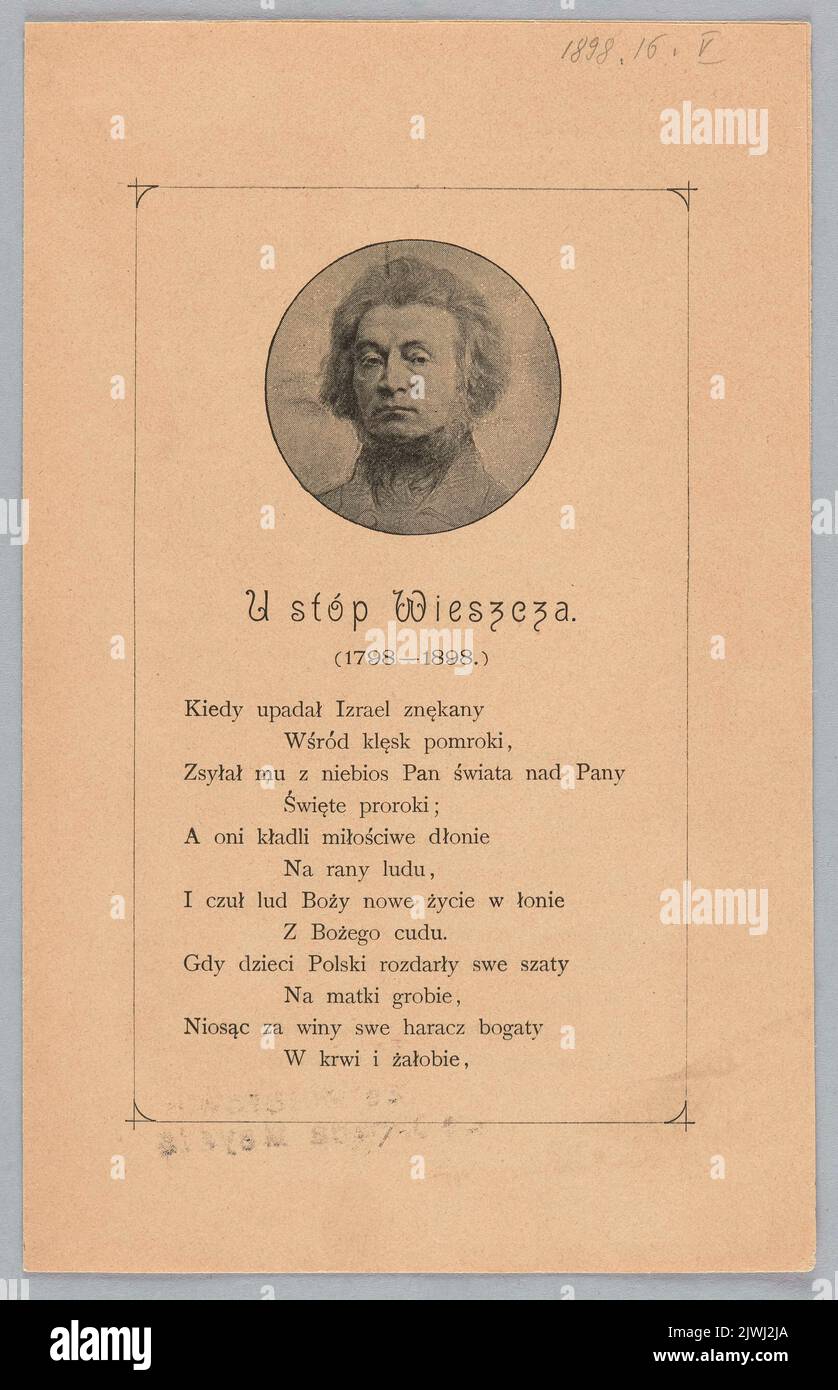 Commemorative print with a portrait of Adam Mickiewicz according to a ...
