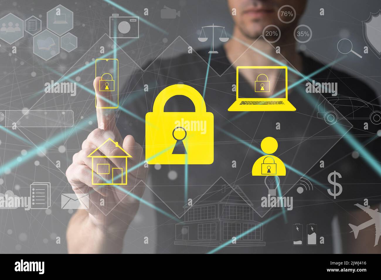 Concept of cyber security, information security and encryption, secure access to user's personal ...