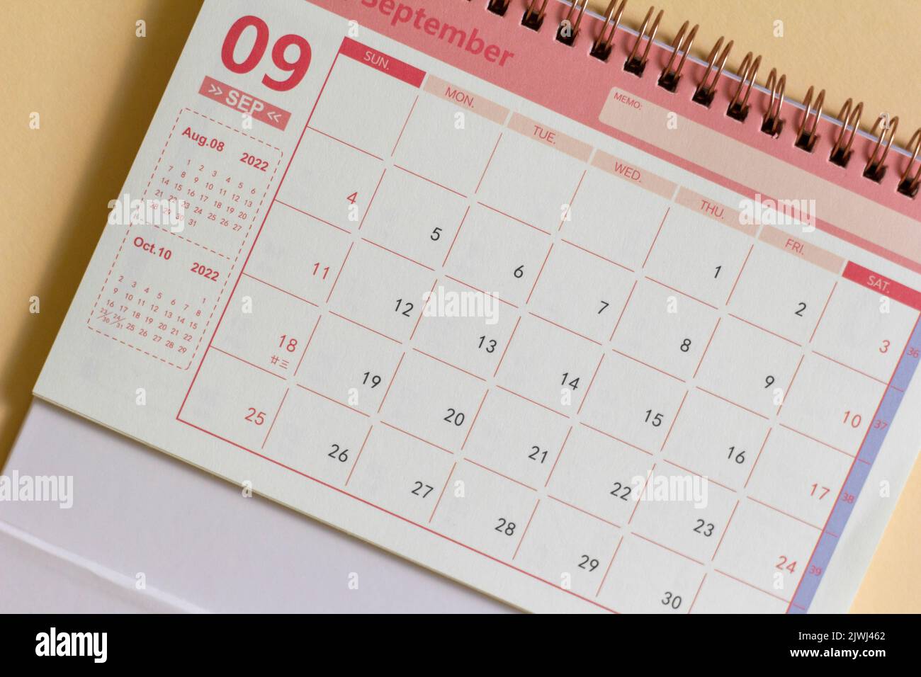 Hello September.Desktop calendar for September 2022 Stock Photo - Alamy