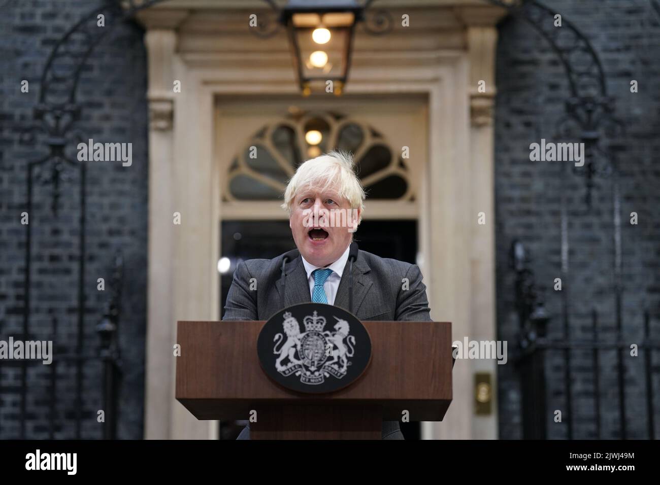 Outgoing Prime Minister Boris Johnson makes a speech outside 10 Downing ...