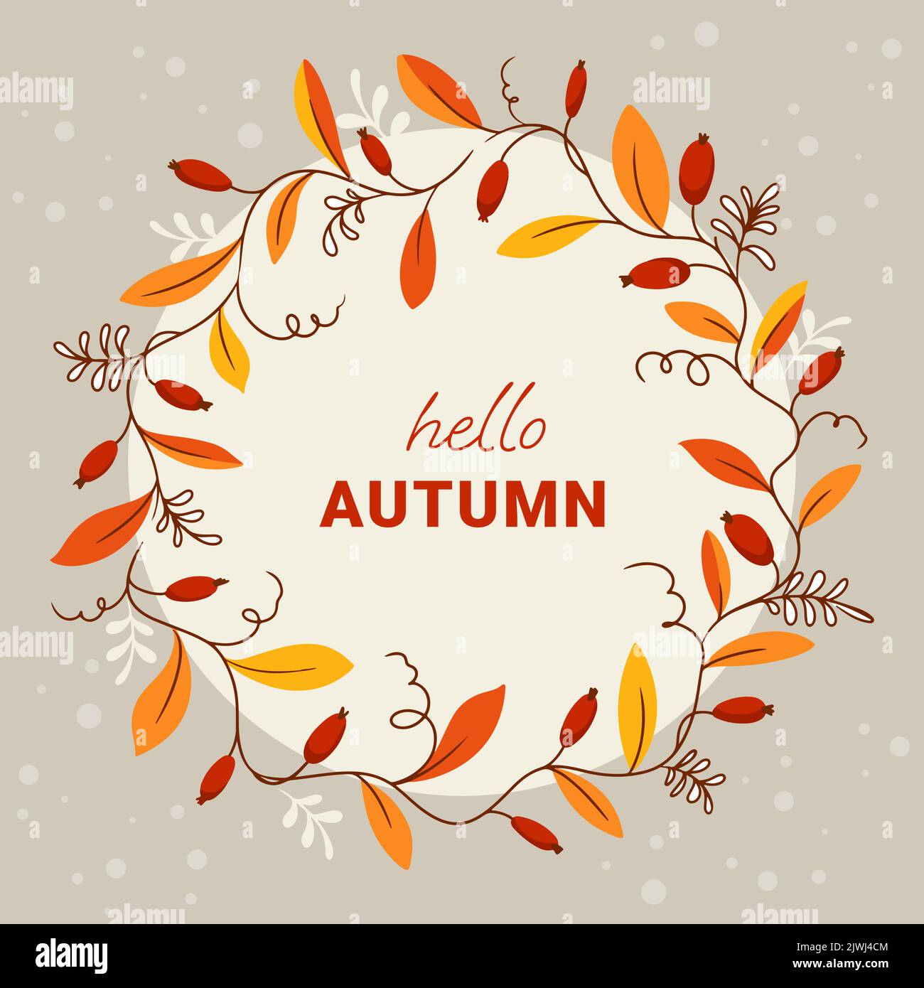 Wreath autumn leaves berries Stock Vector Images - Alamy