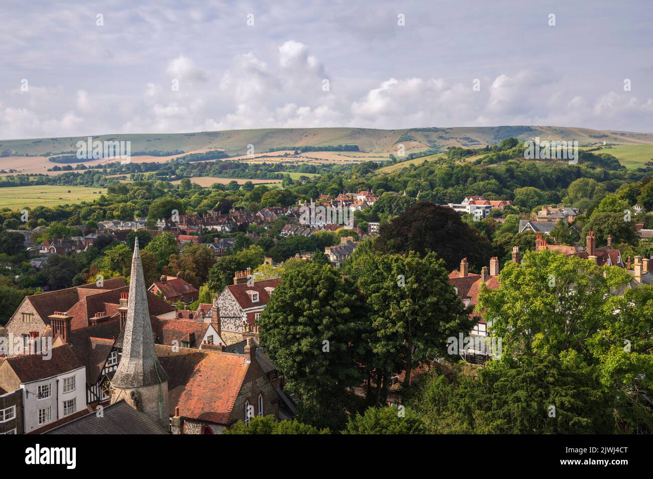 Over the rooftops to Kingston ridge on the south downs from the west ...