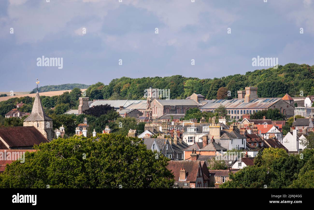 Over the rooftops to Kingston ridge on the south downs from the west ...