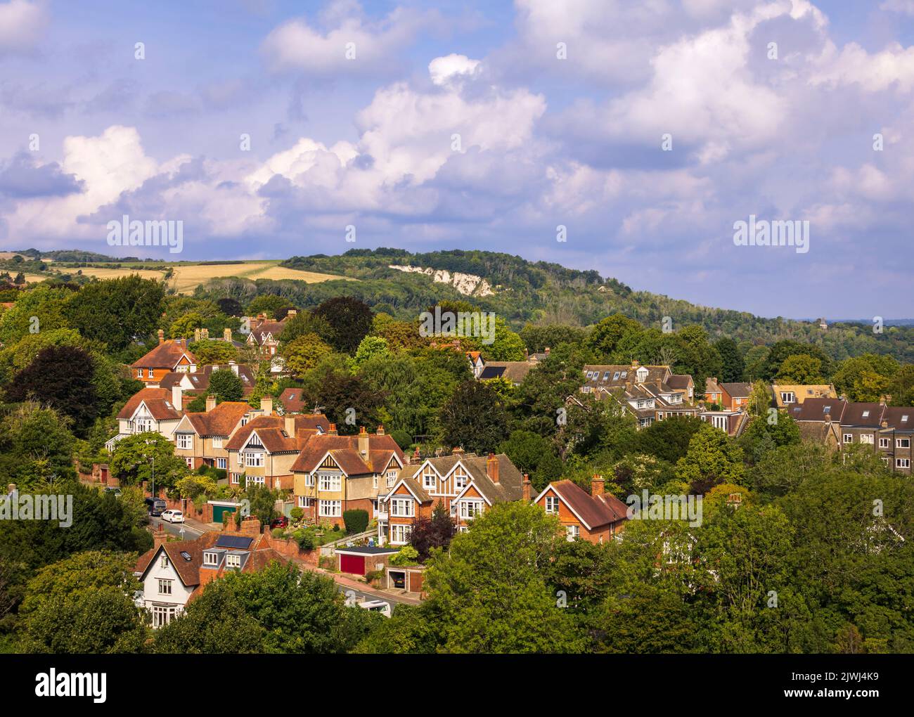 Over the rooftops to Kingston ridge on the south downs from the west ...