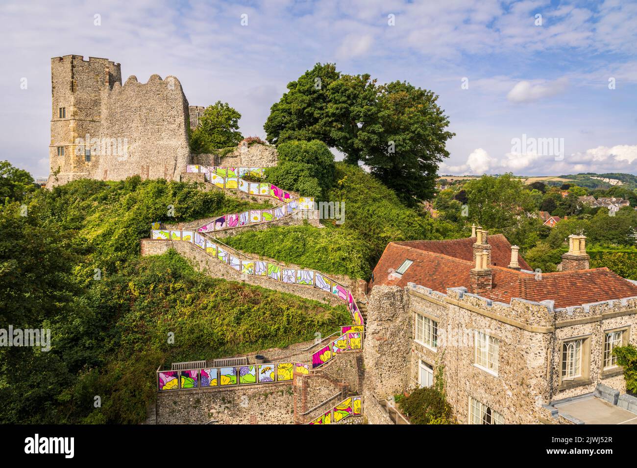 Views from within Lewes Castle east Sussex south east England Stock ...