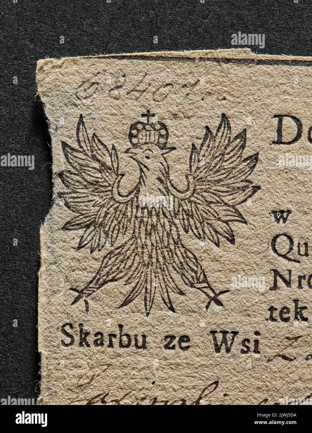 printed mark – receipt of tax cattle payment. Skarb Koronny, signatory ...