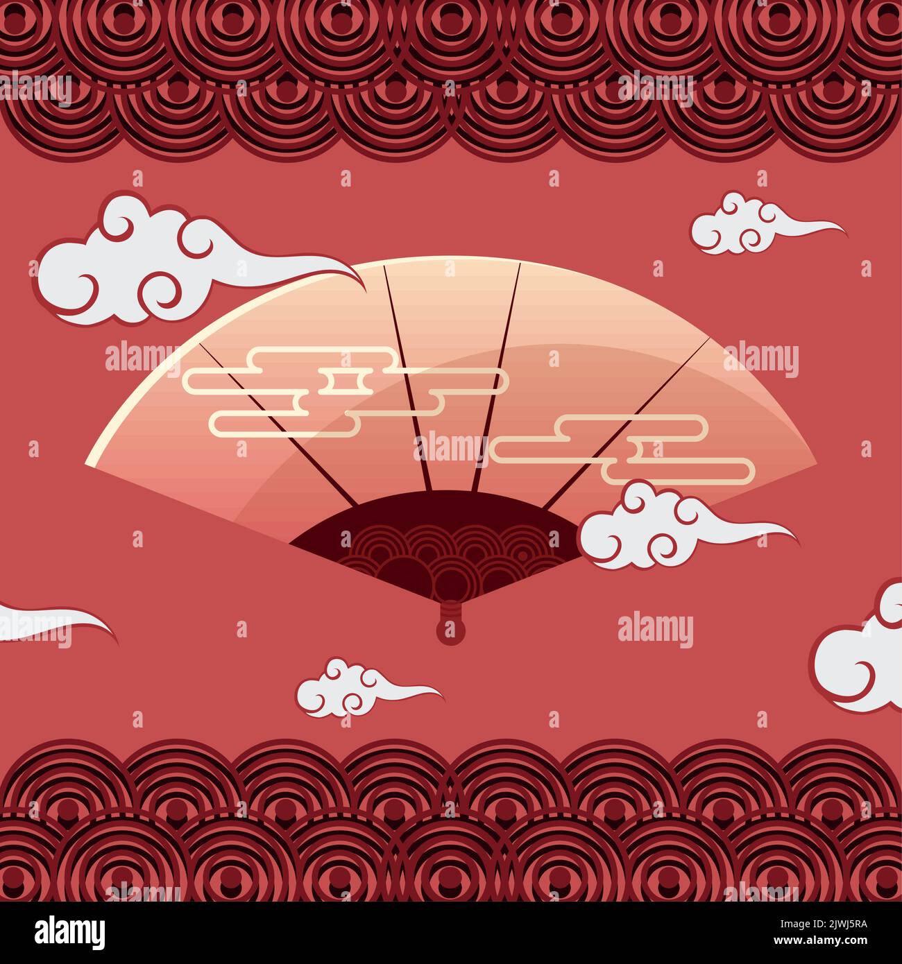 chinese fan and clouds Stock Vector Image & Art - Alamy