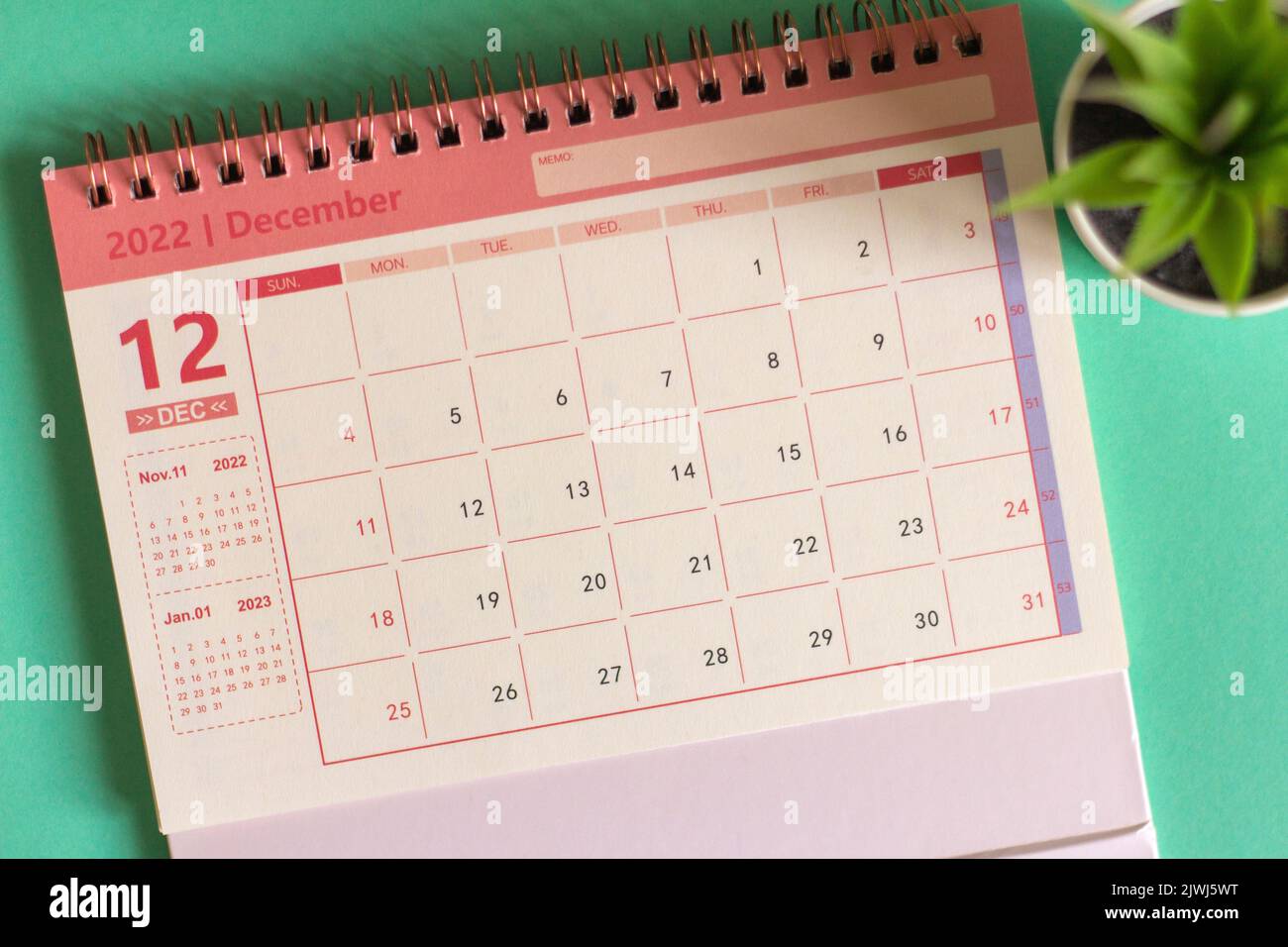 Hello, December.Desktop calendar for planning for December 2022 Stock ...