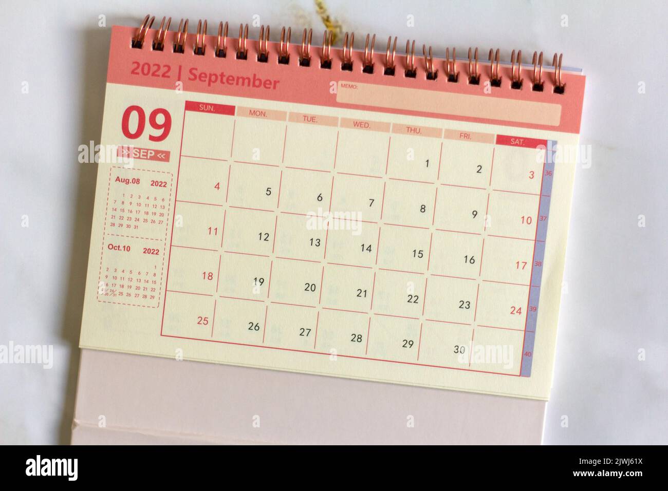 Hello September.Desktop calendar for September 2022 Stock Photo - Alamy