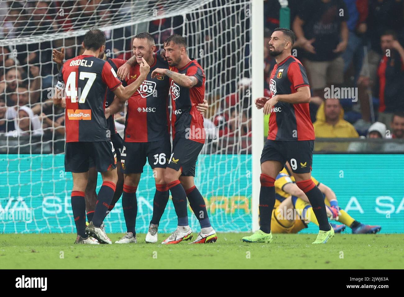 Genoa, Italy. 03rd Sep, 2022. Players (Genoa CFC) celebrates the goal ...