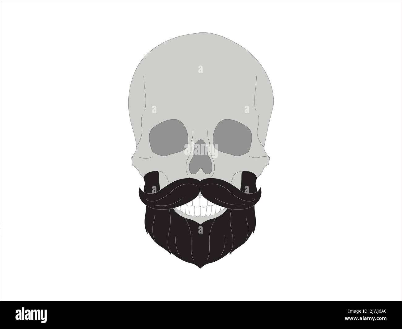 Hipster skull of a man with beard, mustache. Barber symbol silhouette ...