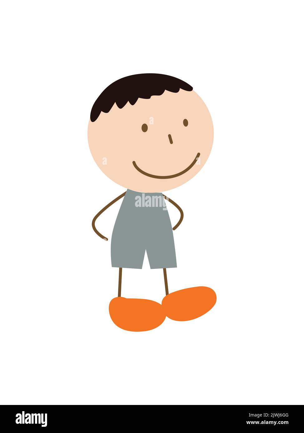 Cute cartoon kid walks. Drawing sketch. Vector illustration Isolated on ...