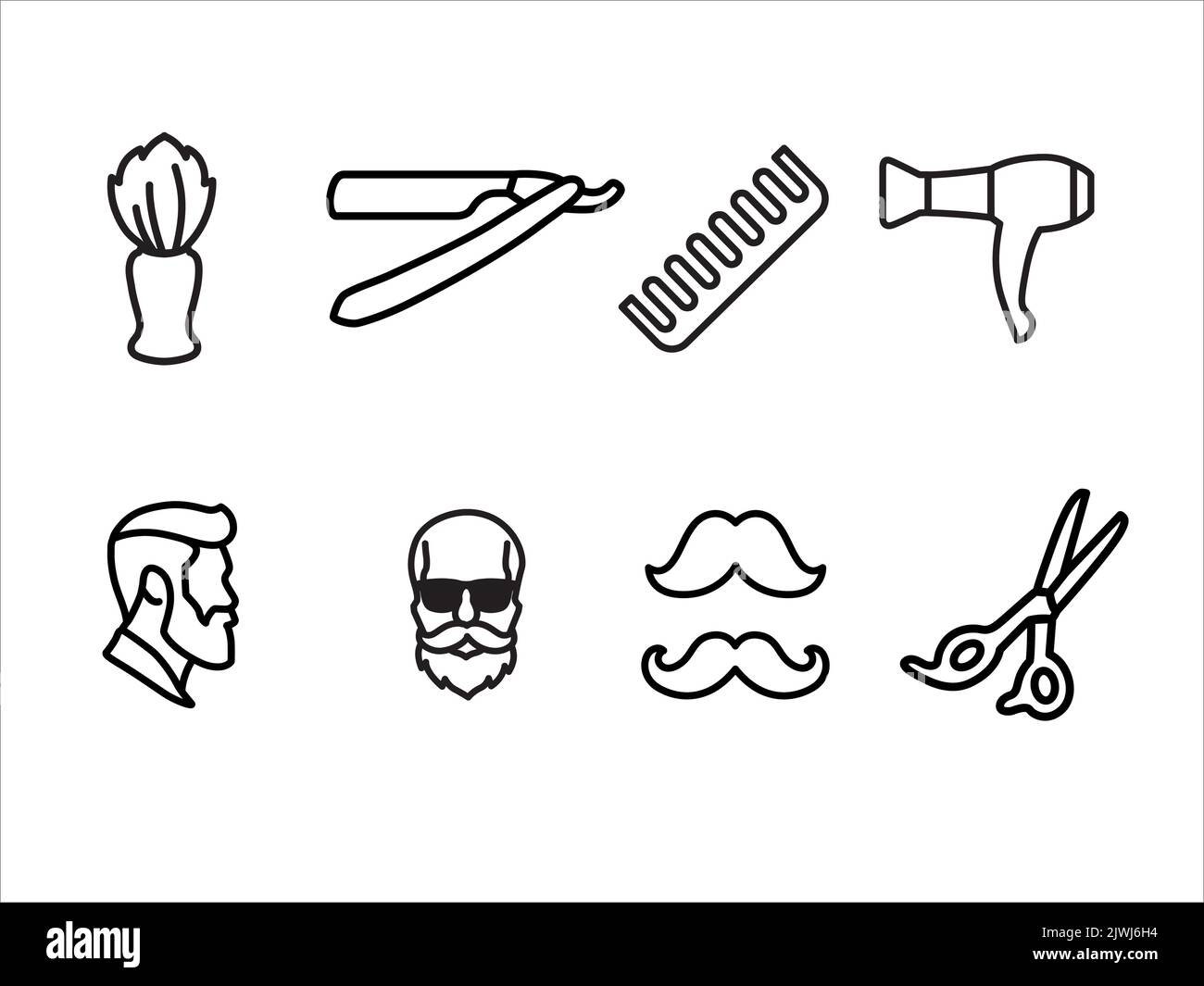 Barbershop icons set. Barber symbol silhouettes isolated on background ...