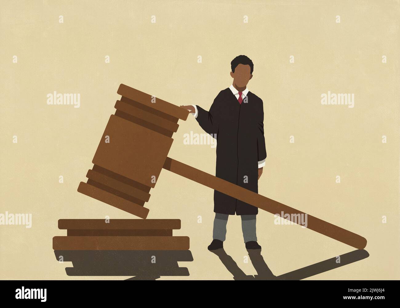 Male judge standing at large gavel Stock Photo - Alamy