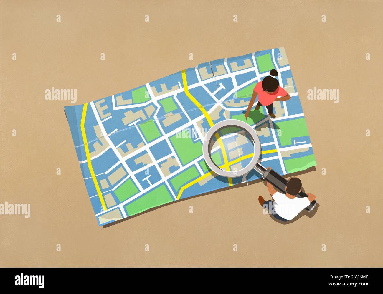 Magnifying glass over map hi-res stock photography and images - Alamy
