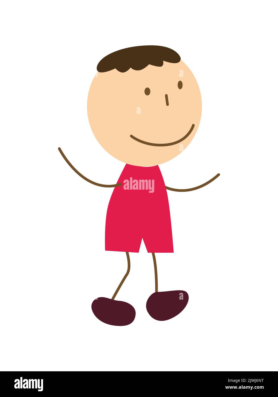 Cute cartoon kid walks. Drawing sketch. Vector illustration Isolated on ...