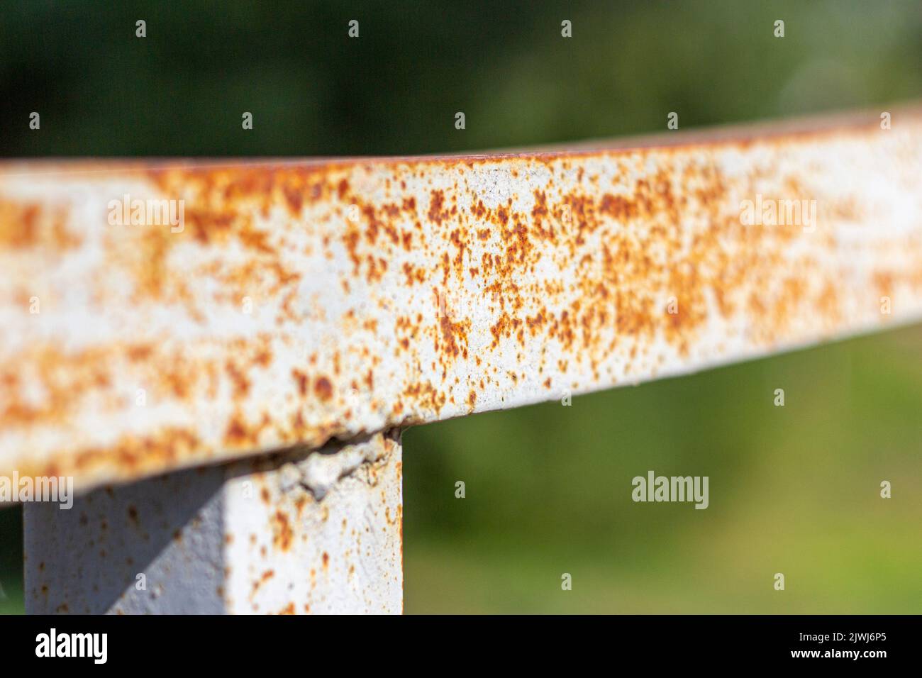 Rust and corrosion on the iron railings of the bridge.Corrosion of metals. Rust on old iron ...