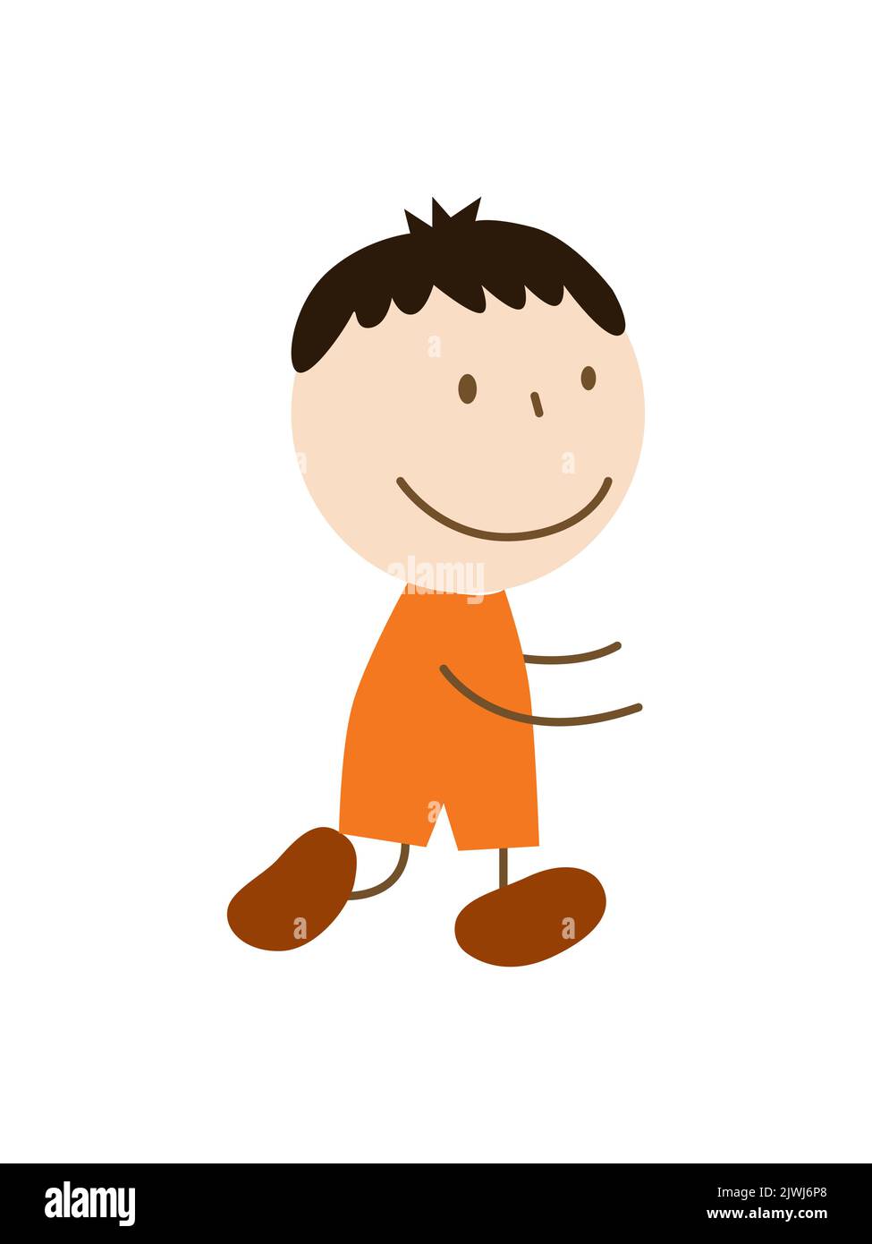 Cute cartoon kid walks. Drawing sketch. Vector illustration Isolated on ...