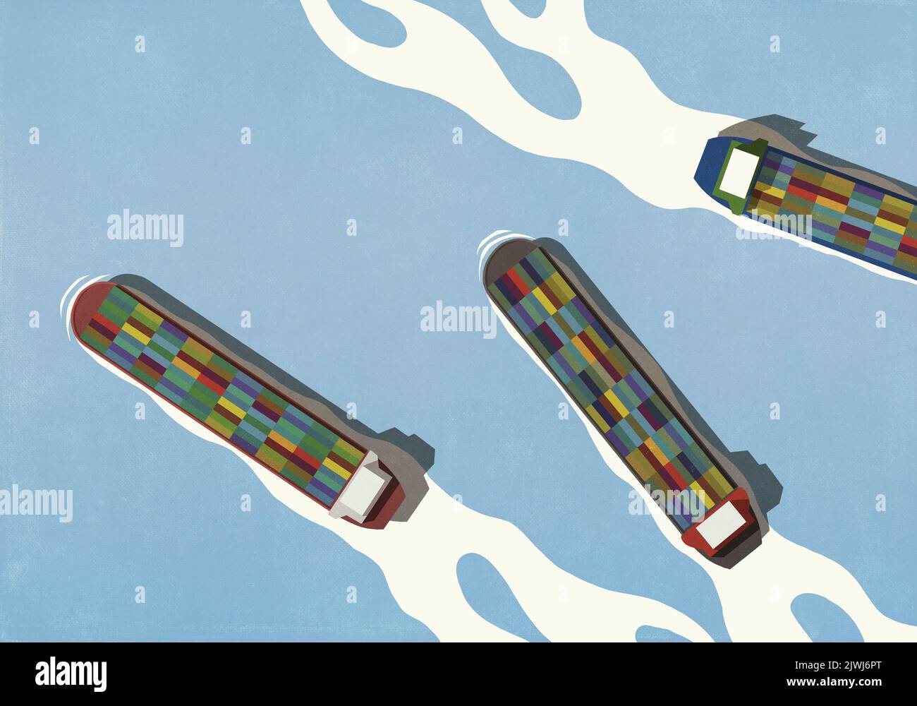 View from above cargo containers on ocean Stock Photo - Alamy