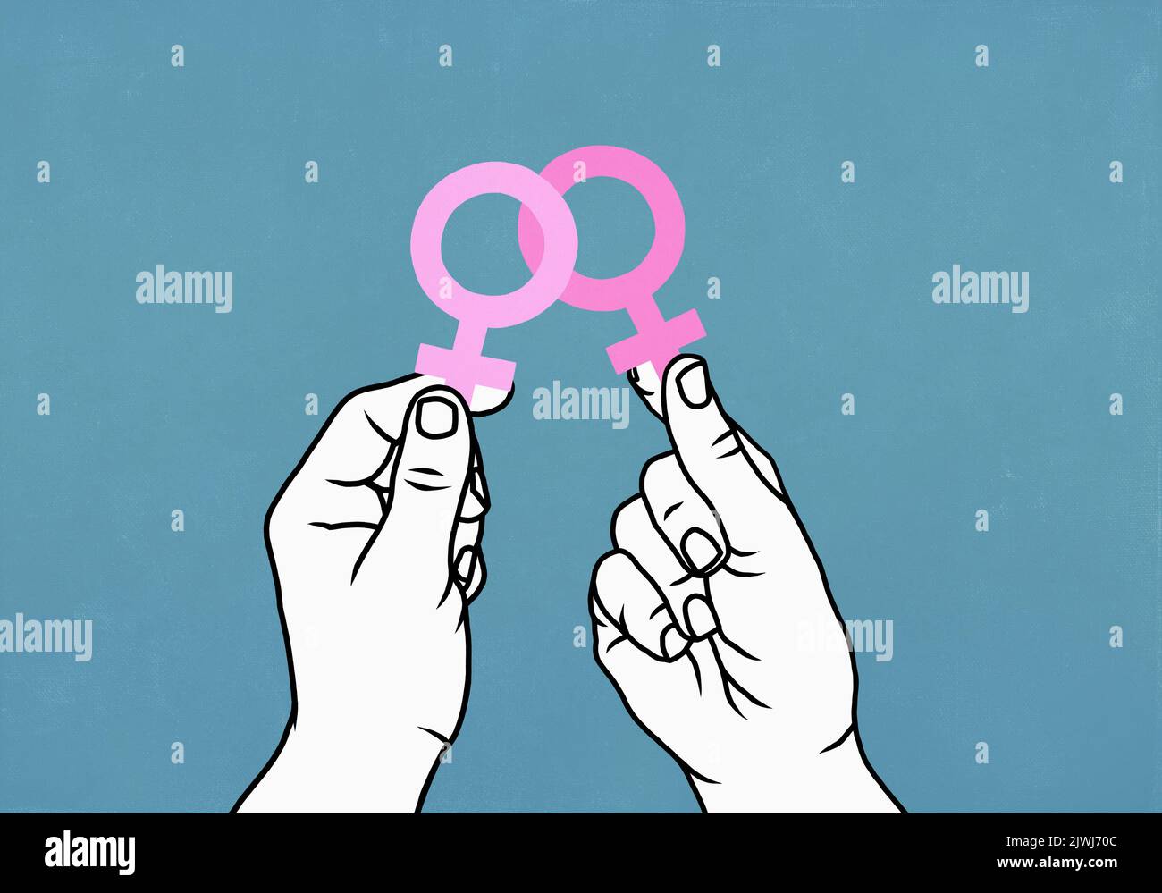 Hands holding pink female symbols Stock Photo - Alamy
