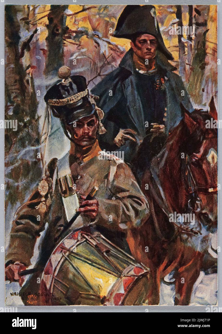 Reproduction of a painting: Wojciech Kossak (1856-1942), An officer and ...